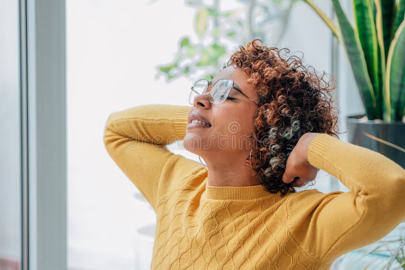 Woman at Home Resting Relaxed Stock Image - Image of comfortable, rest ...