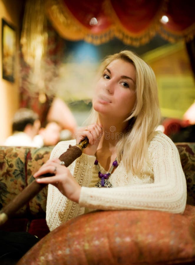 Woman with hookah stock photo. Image of adult, hookah - 6940292