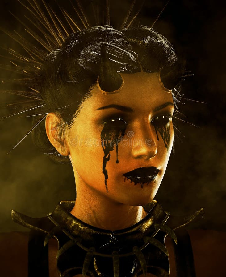 Devil girl drawing stock vector. Illustration of scary - 21743418