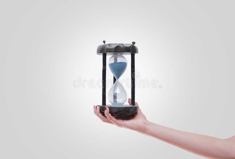 Woman with Hourglass in Hand Isolated on White Stock Image - Image of ...