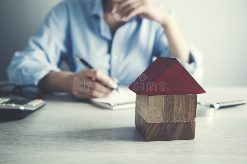 Woman with House Model and Document Stock Image - Image of office ...