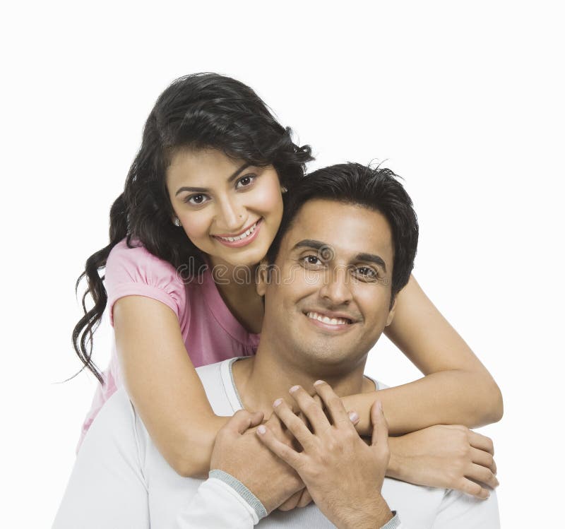 Woman Hugging Her Husband from Behind Stock Image - Image of horizontal ...