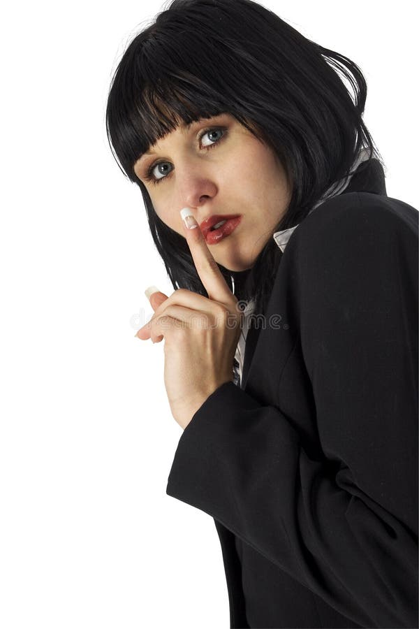 Woman Hushing with Clipping Path Stock Photo - Image of people, hush ...