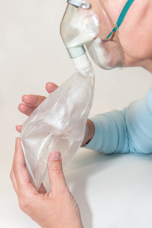 Woman with Hyperventilation Mask Stock Photo - Image of nose, disorder ...