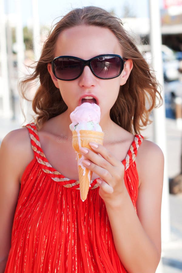 Woman with ice cream stock photo. Image of cream, person - 16580454