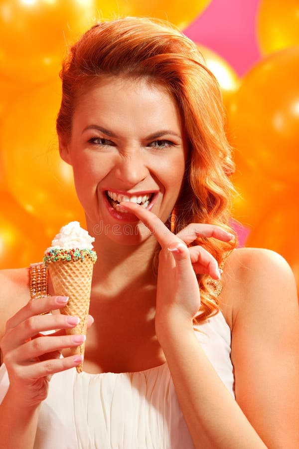 Woman with ice cream stock image. Image of food, beauty - 19268257