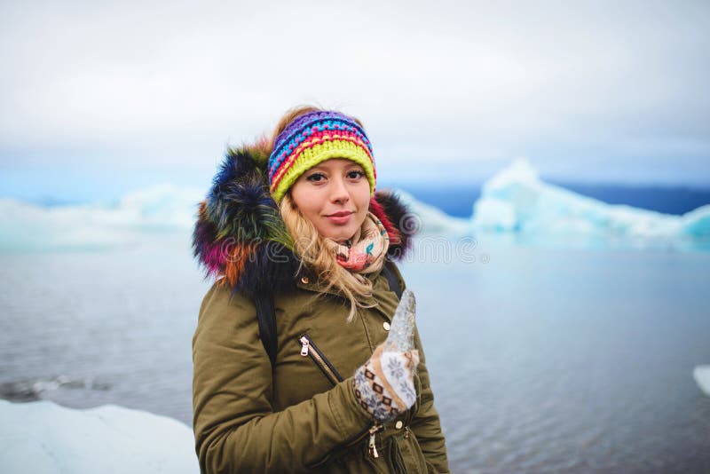 Woman with Ice Piece stock image. Image of blue, cheerful - 83592353