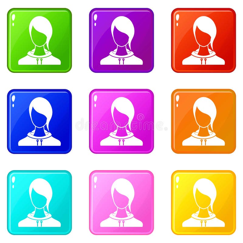 Woman icons 9 set stock vector. Illustration of leadership - 96080822