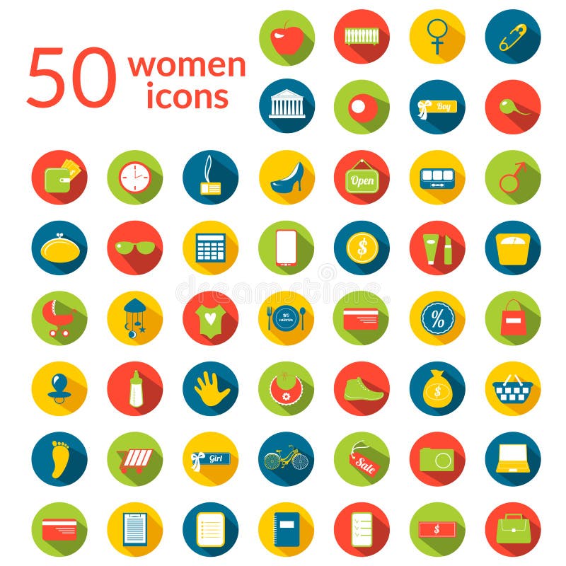 50 woman icons set stock vector. Illustration of multimedia - 46761365