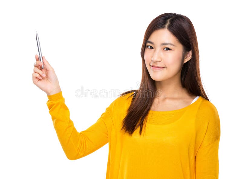 Woman with idea stock image. Image of idea, female, isolated - 43633663