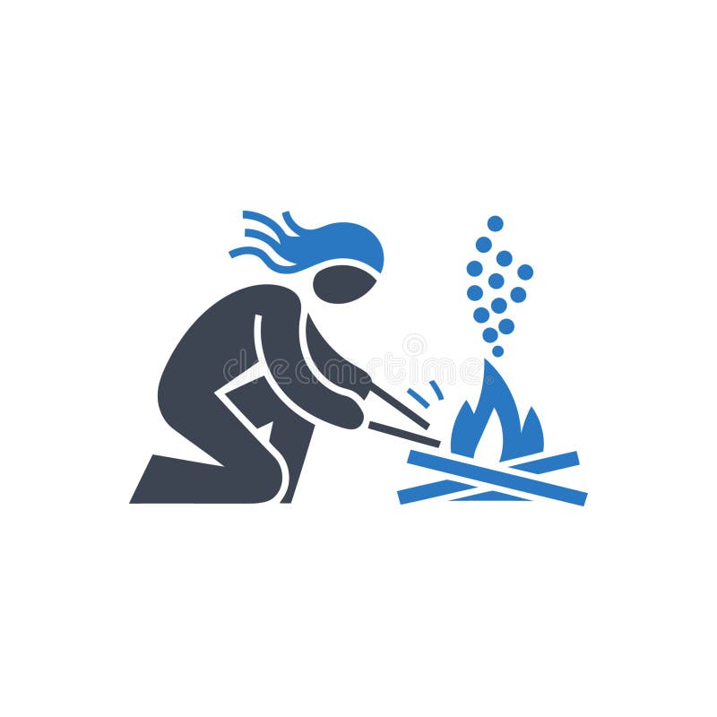 Woman igniting fire icon stock vector. Illustration of symbol - 373827646