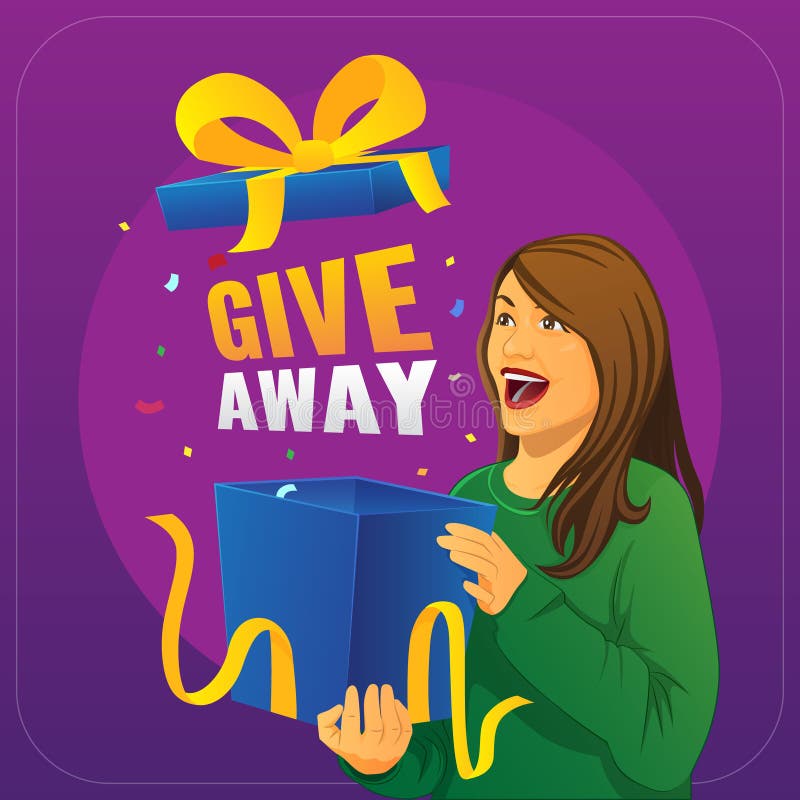 Woman Illustration Opening Give Away Present Stock Vector ...