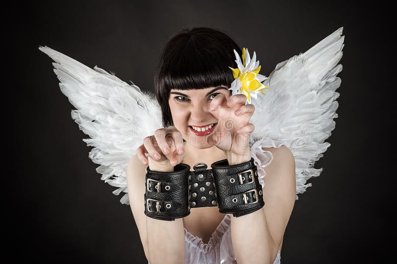 Woman in an Image of an Angel Shackled Stock Photo - Image of cosmetic ...