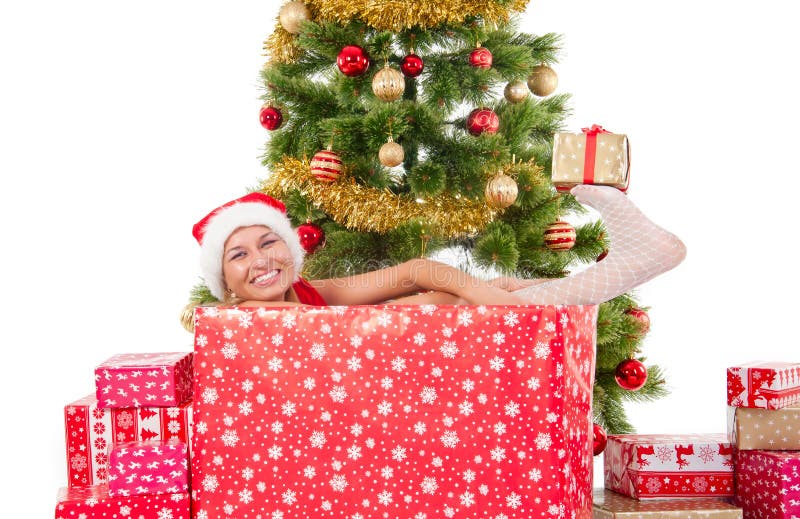 Woman inside of gift box stock image. Image of female - 35027693