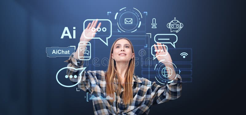 Futuristic Communication Interface Virtual Screen Person Interacting ...