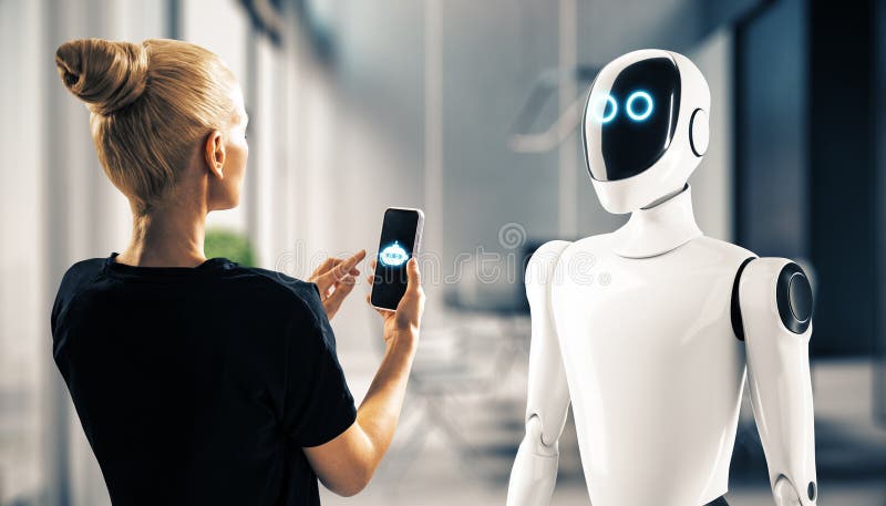Futuristic Humanoid Robot Interacting Woman Stock Photos - Free & Royalty-Free Stock Photos from ...