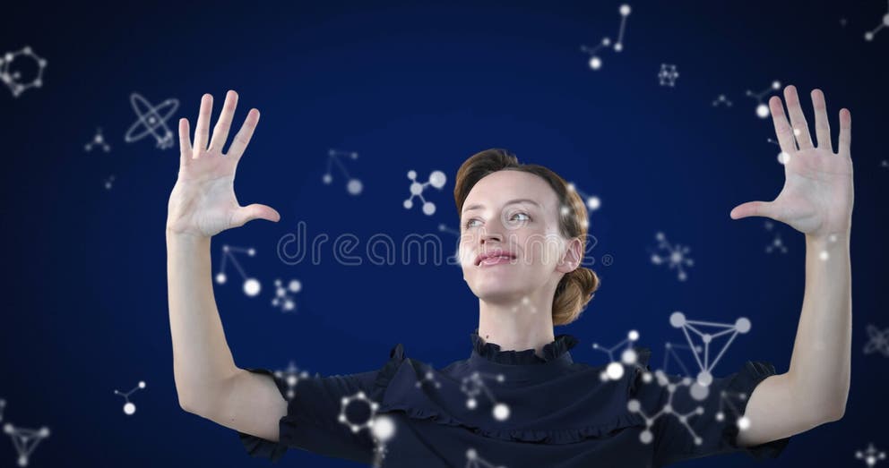 Woman Interacting with Virtual Molecules, Exploring Science and ...