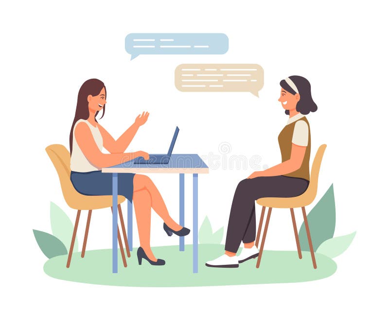 Woman on Interview Talking with HR. Process of Talking with Candidates ...