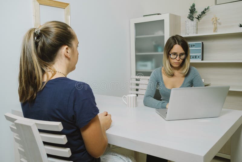 Woman with Interviewer in a Job Interview Stock Image - Image of ...
