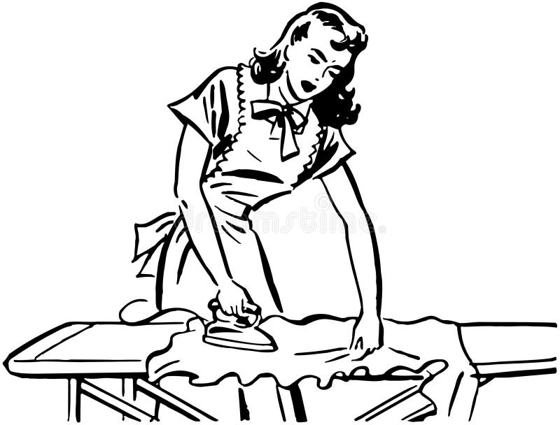 Woman Ironing stock vector. Illustration of drawings - 42093687