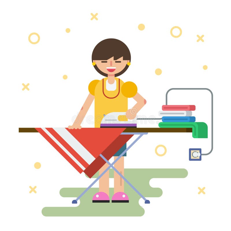 Woman Irons Clothes, Silhouette Illustration Stock Vector ...