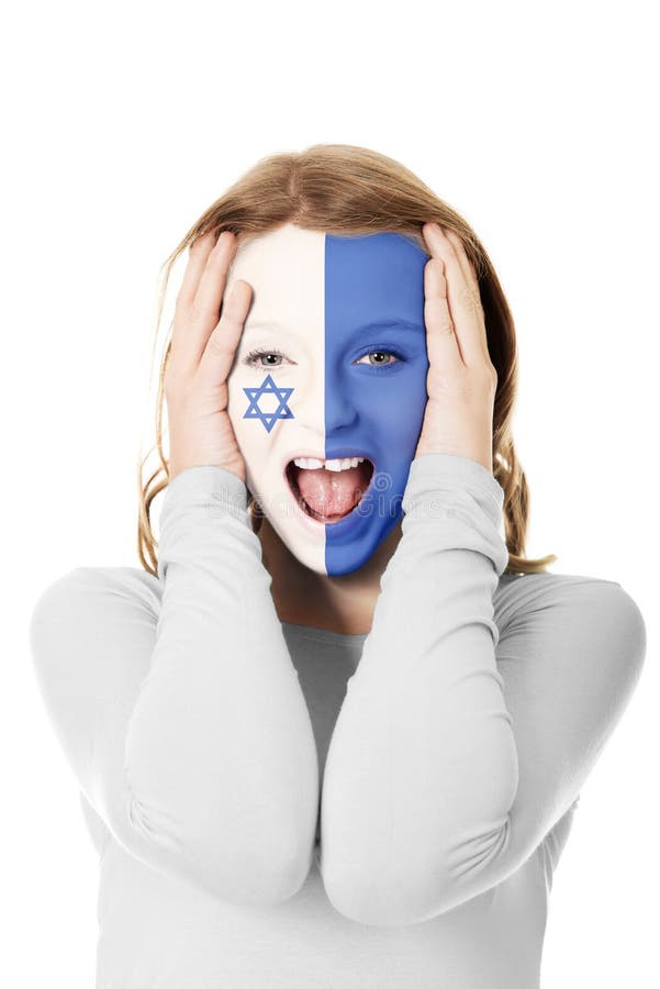 Woman with Israel Flag on Face. Stock Image - Image of football, casual ...