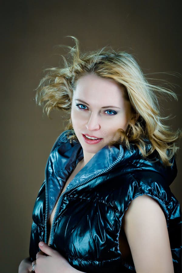 Woman in jacket stock image. Image of head, human, hair - 23998245