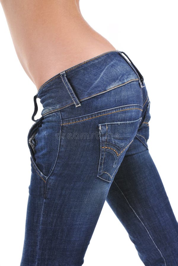 Back View of Woman Bottom with Blue Jeans Stock Photo - Image of close ...