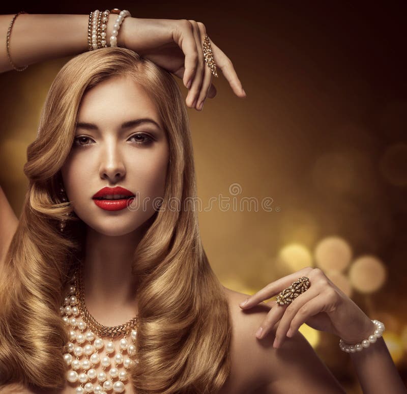 Woman Jewelry Beauty Fashion Model Makeup Young Girl Portrait Stock