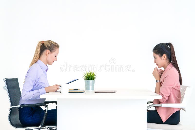 Woman during Job Interview with Boss Stock Photo - Image of boss ...