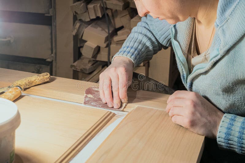 Woman Joiner Works in the Carpentry Shop Stock Photo - Image of joiner ...