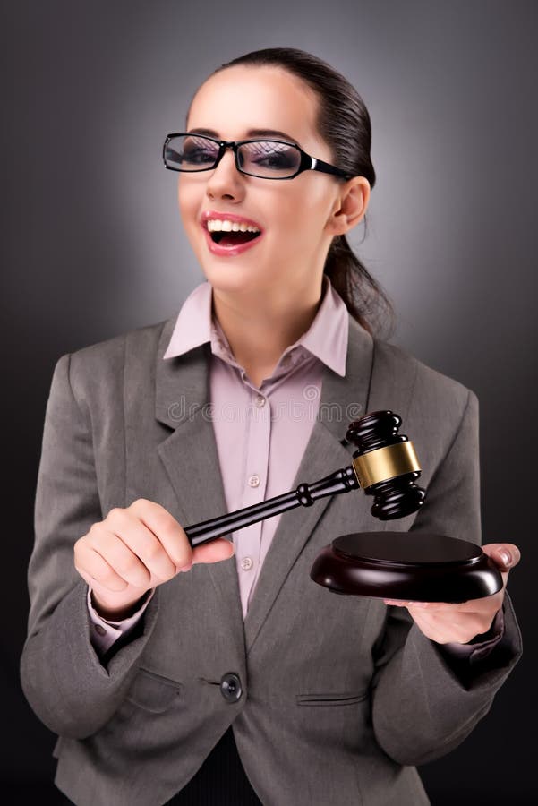 The Woman Judge with Gavel in Justice Concept Stock Photo - Image of ...