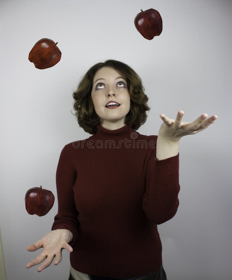 Juggling with apples stock photo. Image of adult, casual - 1647100