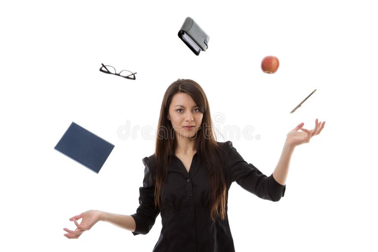 Woman juggling stock image. Image of isolated, multitasking - 41081951