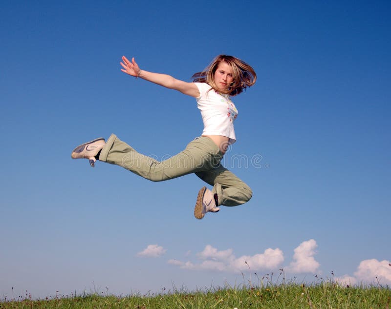 Woman jump stock image. Image of woman, girl, female, color - 777989