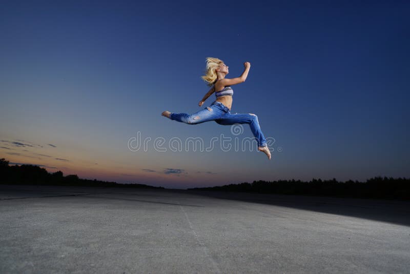 Woman jump at night stock image. Image of glad, dancer - 38793415