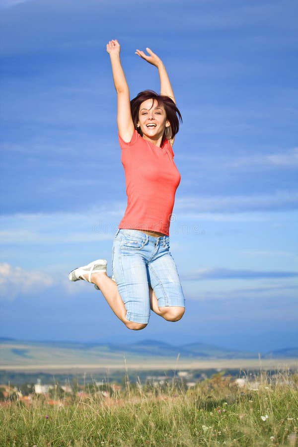 Woman jumping stock image. Image of human, activity, color - 15764239