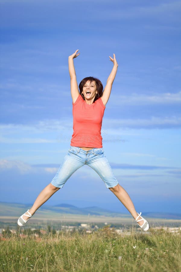 Woman jumping stock photo. Image of color, concept, female - 15785034