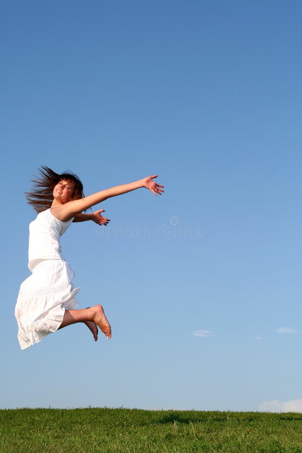 Woman jumping stock photo. Image of enjoyment, copy, joyful - 2989608