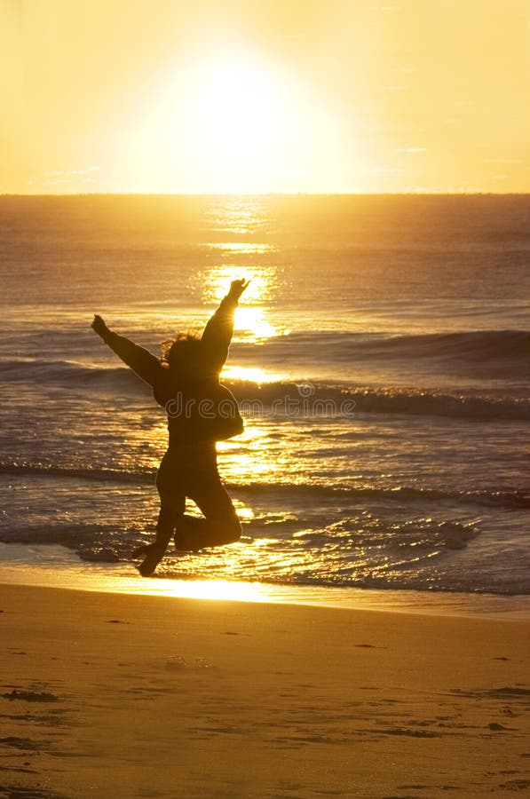 Woman Jumping (a New Beginning) Stock Photo - Image of excitement ...