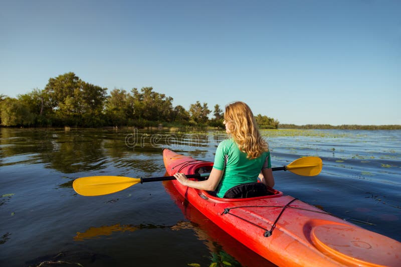 Pretty Woman on a Kayak stock photo. Image of beautiful - 18791974