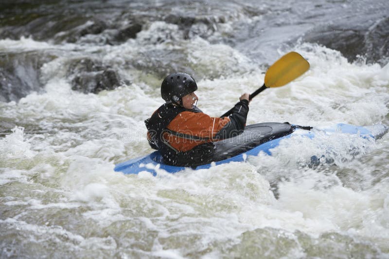 Woman kayaking in river stock image. Image of enjoyment - 33890905