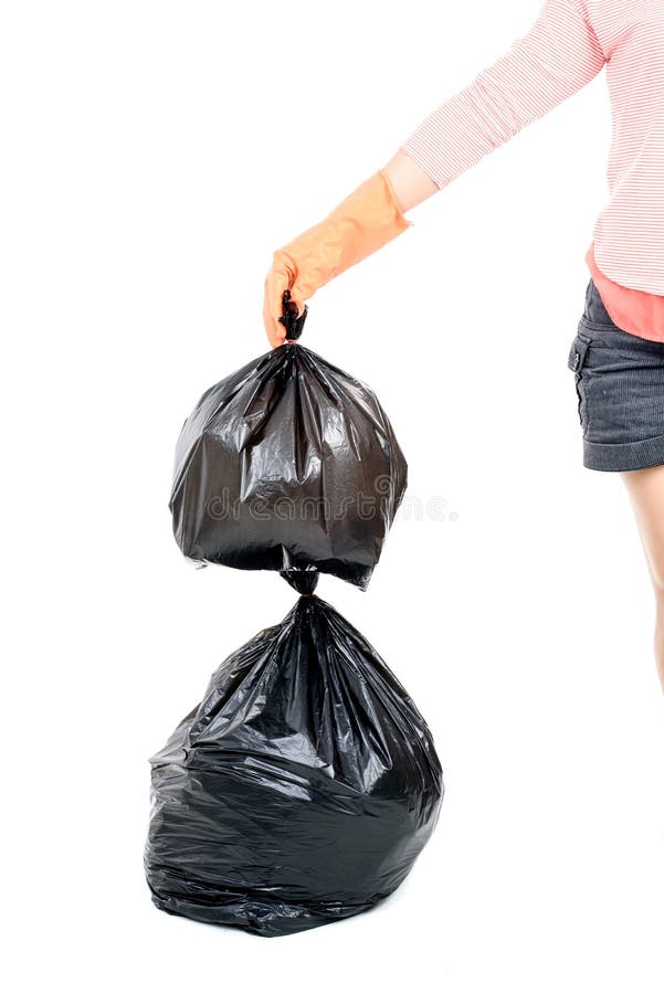 Woman Keep Garbage in Bag for Eliminate Stock Photo - Image of ...