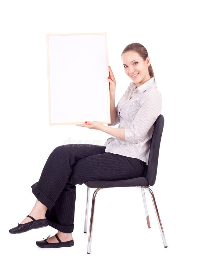 Woman Keeping Blank Sign, Billboard Stock Image - Image of message ...