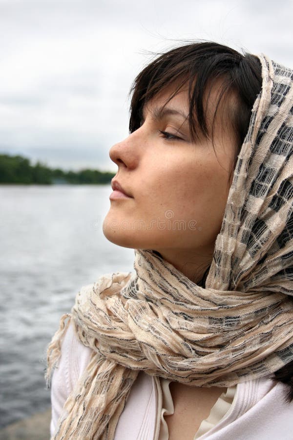 Woman in kerchief stock image. Image of scarf, face, style - 27602309