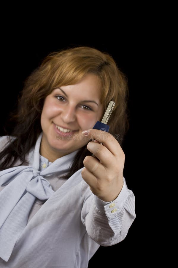 Woman and key stock image. Image of kind, brunette, keys - 15434595