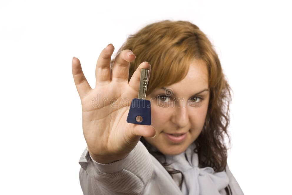 Woman and key stock image. Image of brunette, lovely - 15477897