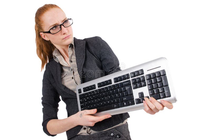 Woman with Keyboard Isolated Stock Image - Image of gamer, expressive ...