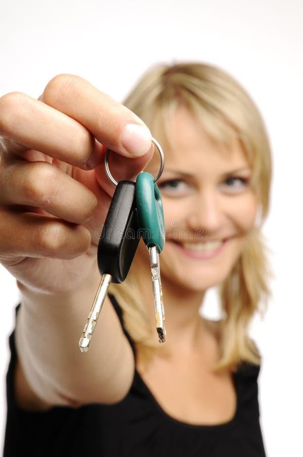 Woman With Car Keys And Drivers License. Driving Stock Image - Image of ...