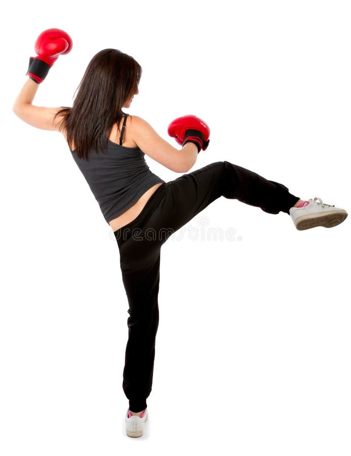 Woman kick boxing action stock photo. Image of olyimpic - 25359248